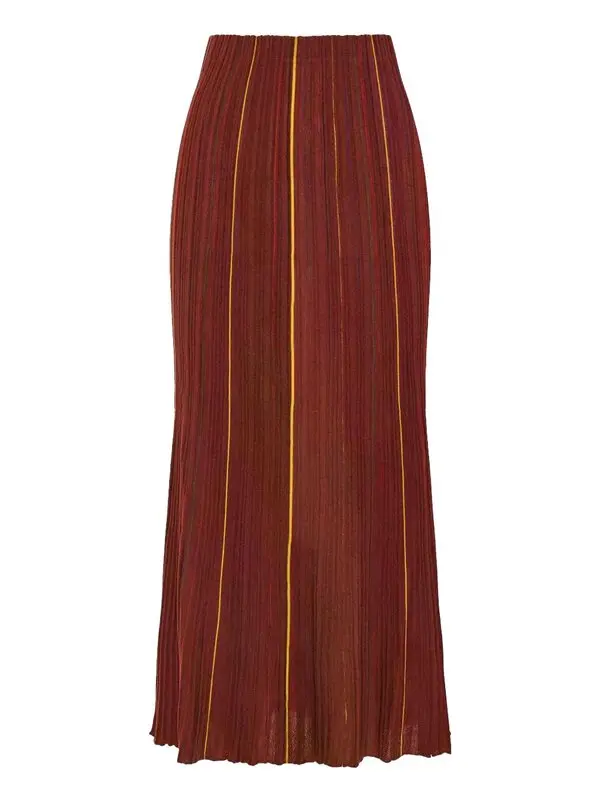 Gabriela Hearst Striped Ribbed Midi Skirt - Brown