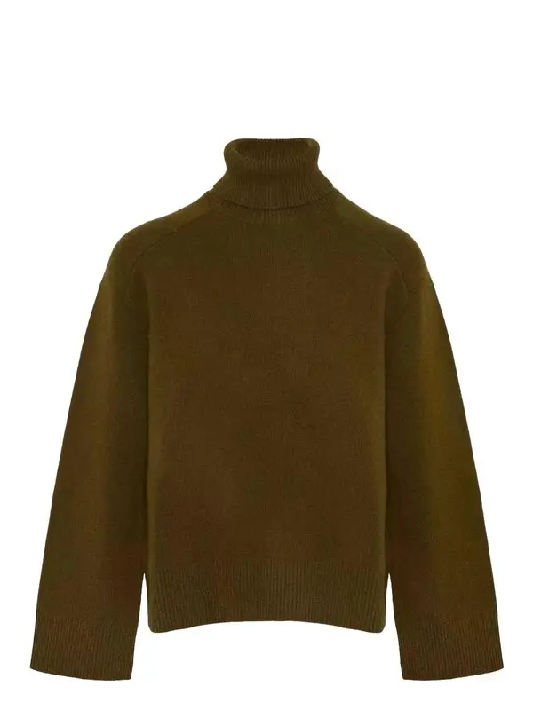 YVES SALOMON Turtleneck Wide-cuff Sweater - Green