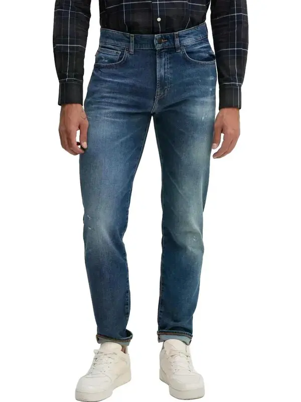 Hugo Boss Distressed Jeans With Five-pocket Styling - Blue