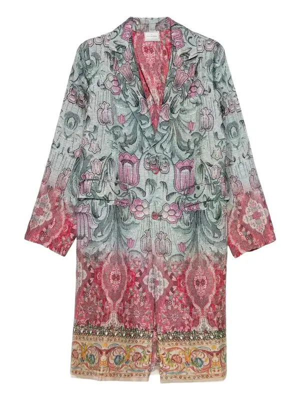 PIERRE-LOUIS MASCIA Floral Print Silk Coat - Green