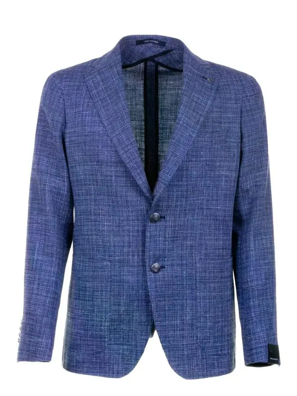 Tagliatore Single-breasted Textured Dinner Jacket - Blue