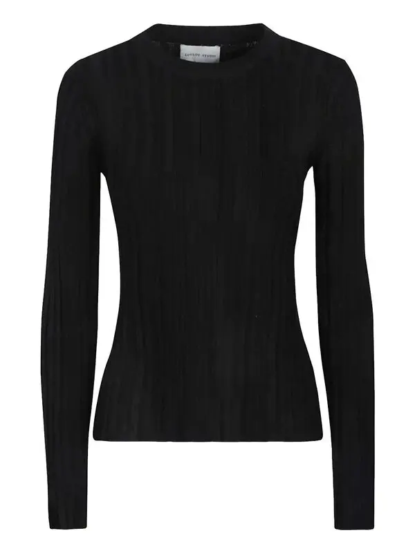 Loulou De Saison Elsa Ribbed Silk Top - Black