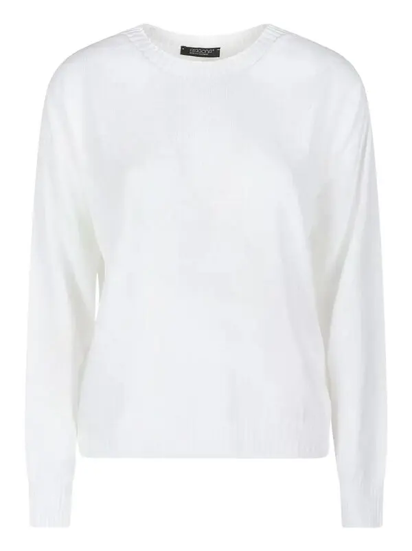 ARAGONA Cotton Crew-neck Sweater - White
