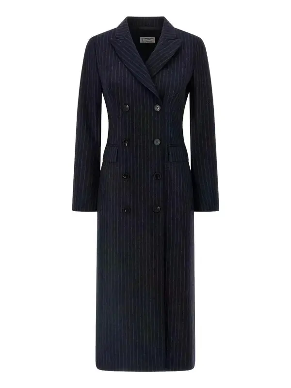 Alberto Biani Pinstripe Double-breasted Coat - Blue