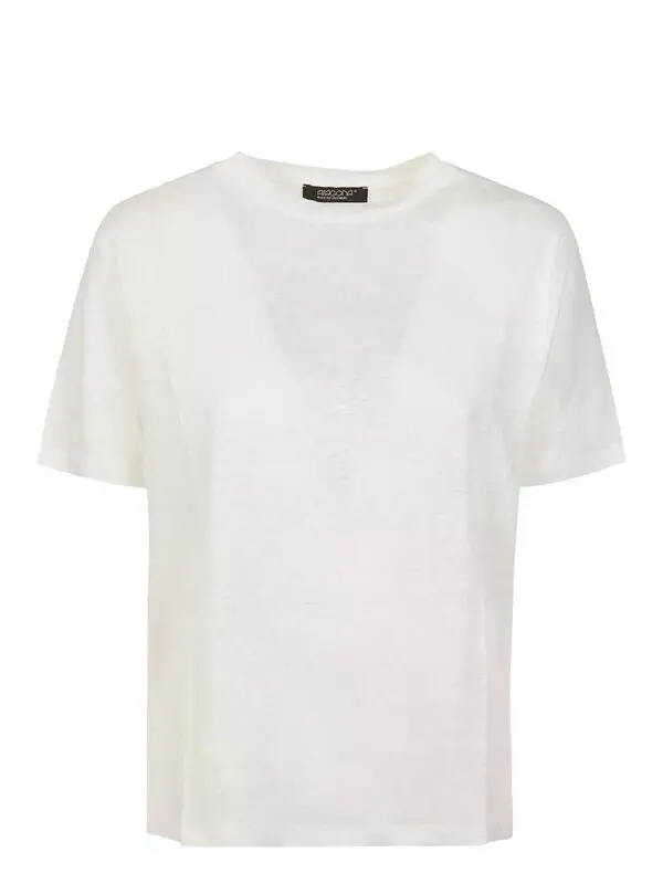 ARAGONA Linen Round-neck T-shirt - White