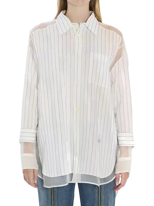 Jean Paul Gaultier Striped Sheer-panel Shirt - White
