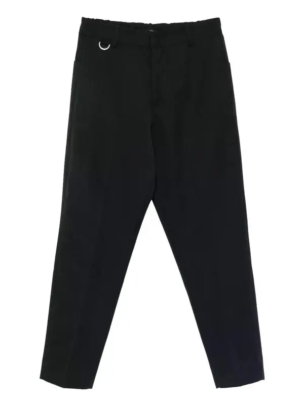 LOW BRAND Ring-detail Straight-leg Trousers - Black