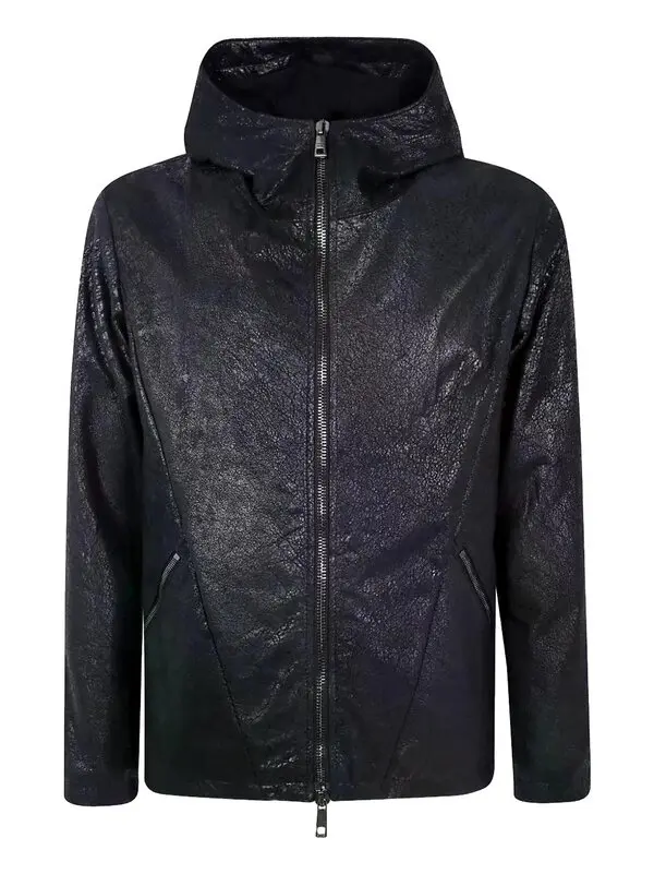 GIORGIO BRATO Hooded Leather Jacket - Black