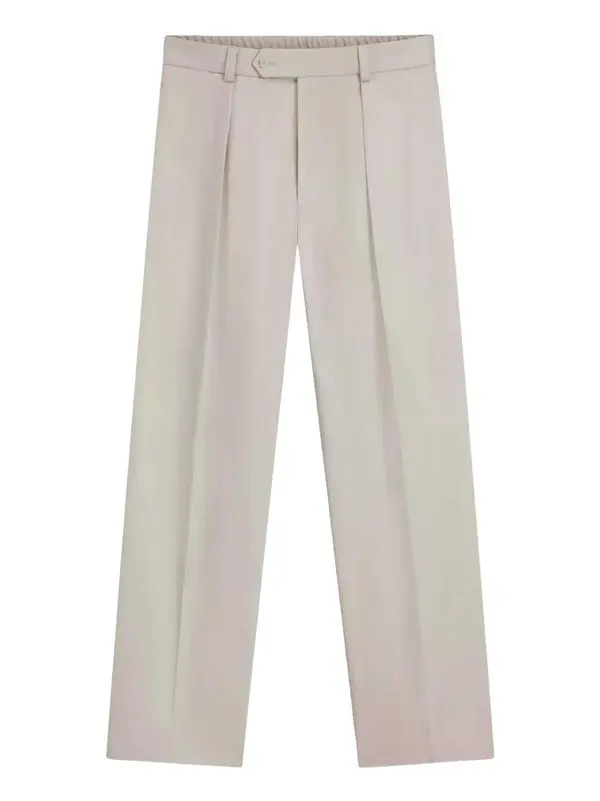 BOSS Pleated Cotton Trousers - Neutrals