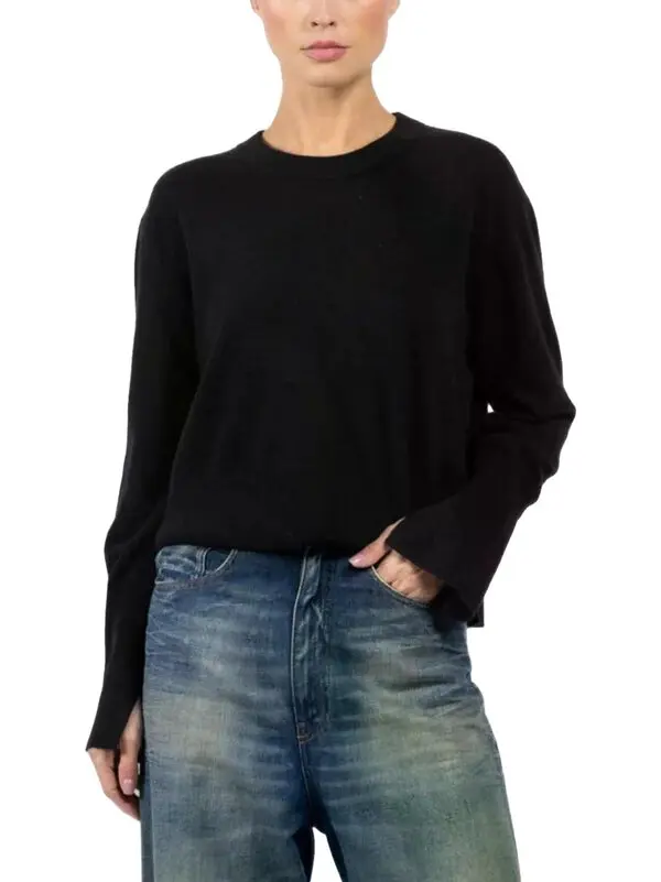 ARLO MOTT Split-hem Long-sleeve Sweater - Black