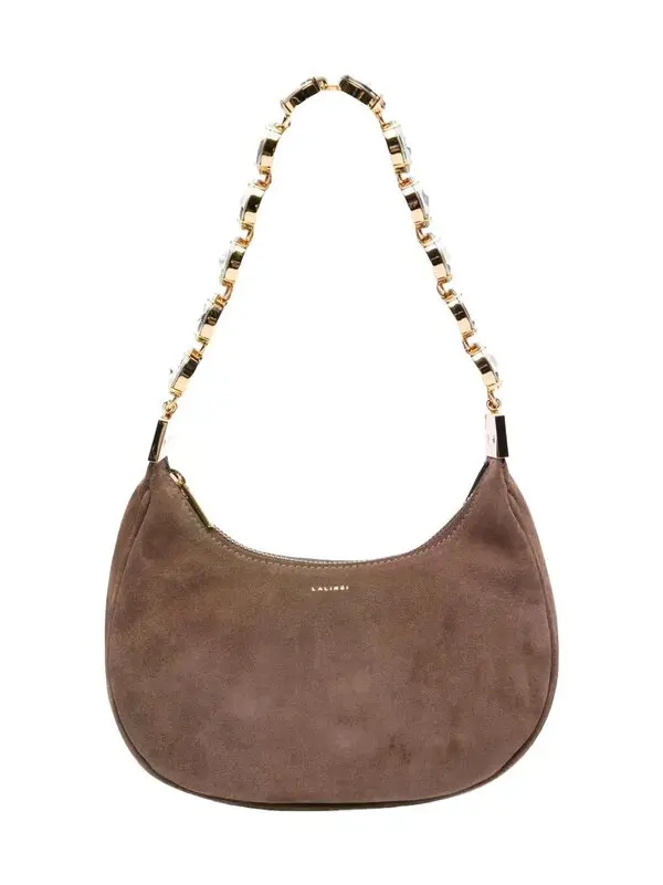 L'ALINGI Crystal-embellished Suede Shoulder Bag - Brown