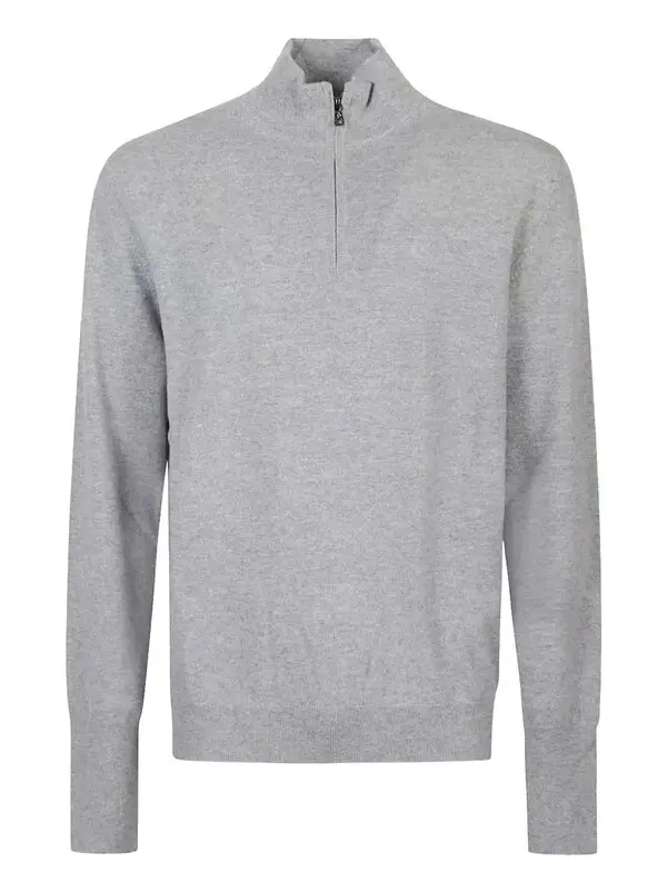 BALLANTYNE High-neck Zip-up Sweater - Grey