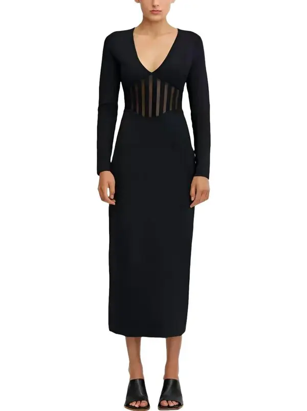 Significant Other Arla Sheer-paneled Dress - Black