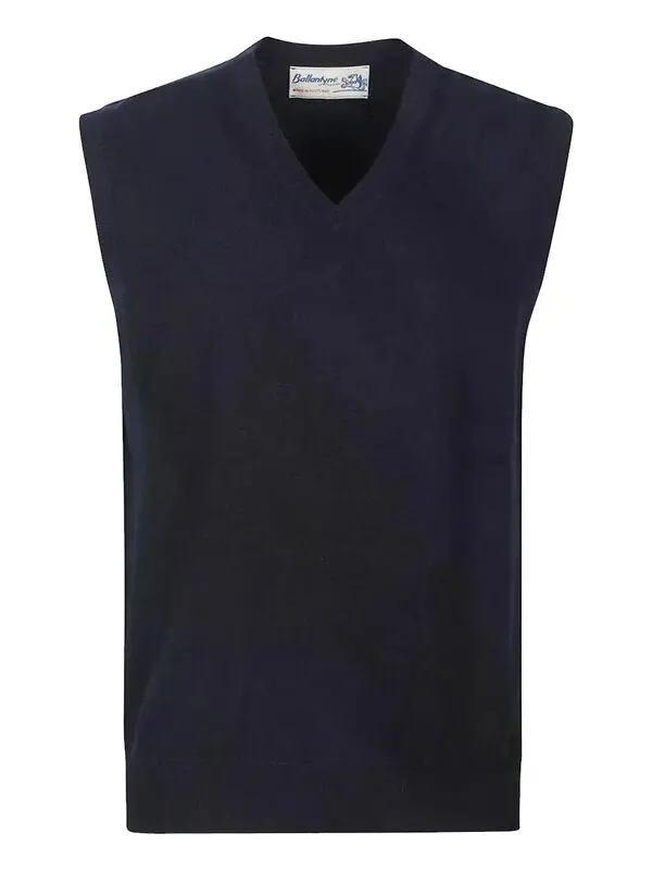 BALLANTYNE Cashmere V-neck Vest - Blue