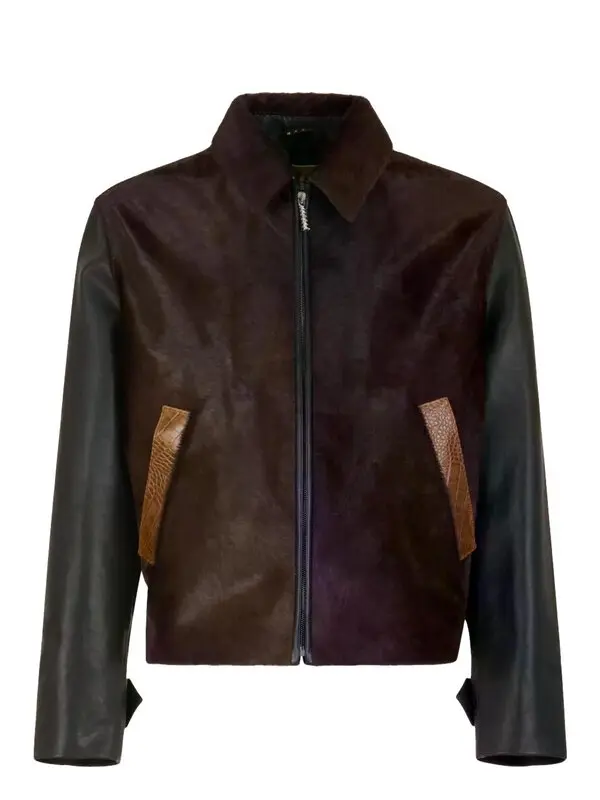 Marni Calf-hair Leather Jacket - Brown