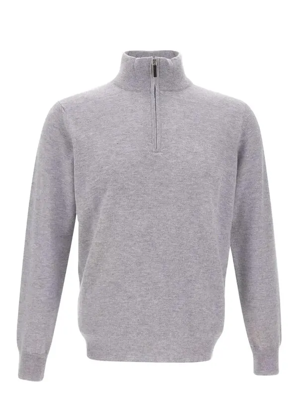 KANGRA Half-zip High-neck Sweater - Grey