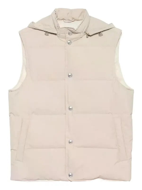 Eleventy Quilted Hooded Vest - Neutrals