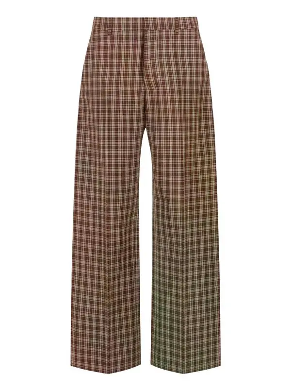 Marni Checked Wide-leg Trousers - Brown
