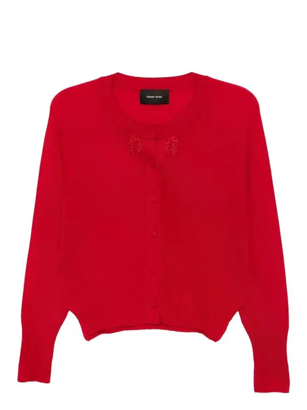 Simone Rocha Embellished Cashmere Cardigan - Red