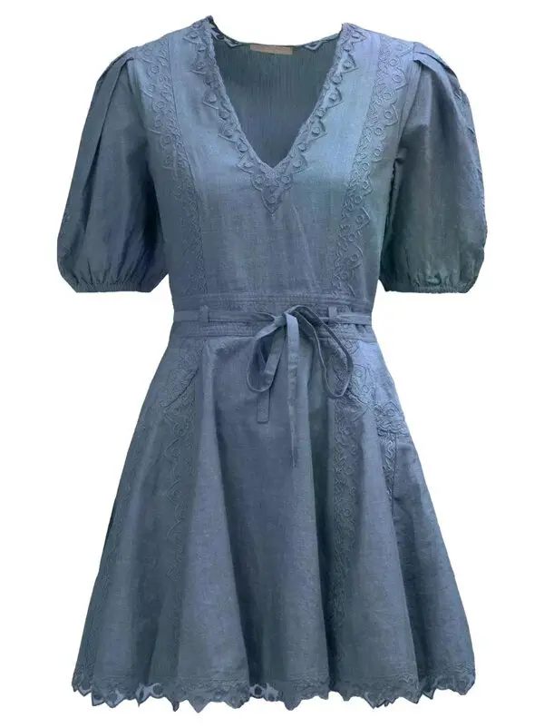 Ulla Johnson Puff-sleeve Dress With Lace-up Detail - Blue