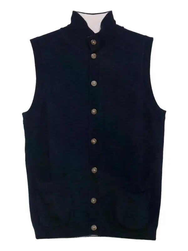 OLIVER LATTUGHI Button-fastening Patch-pocket Vest - Blue