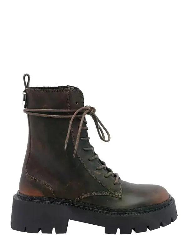 VIC MATIE Leather Combat Boots - Brown