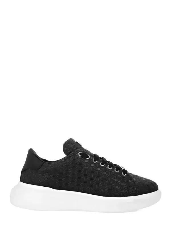 Philipp Plein Monogram-embossed Leather Sneakers - Black
