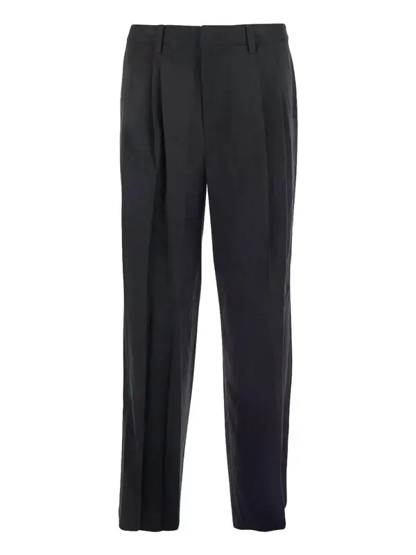 DUNST Pleated-front Trousers - Black