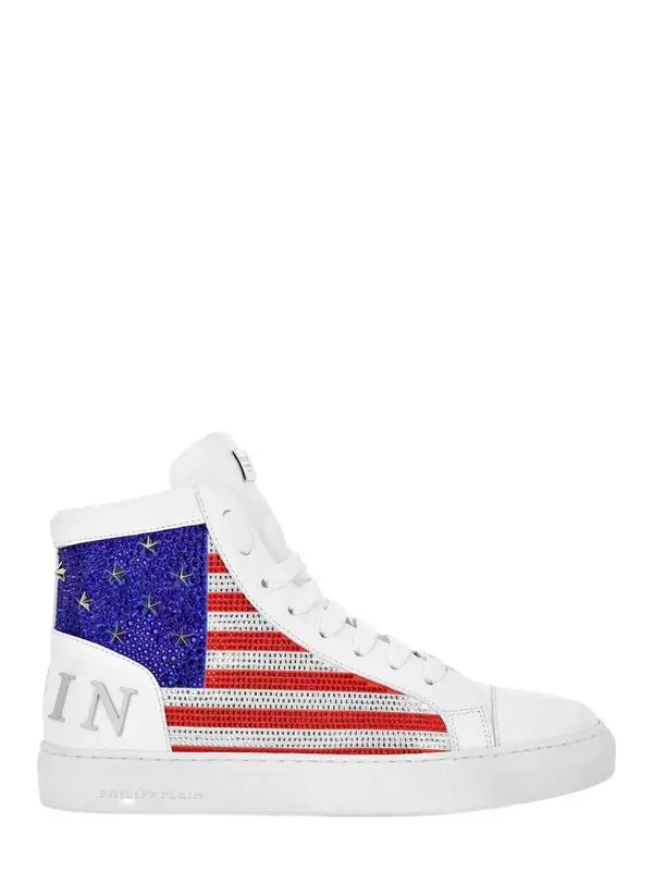 Philipp Plein Rhinestone-embellished High-top Sneakers - White