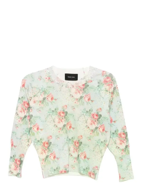 Simone Rocha Floral Shrunken Top - Blue
