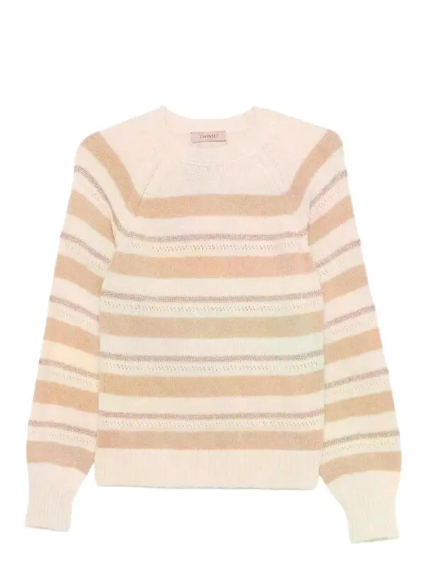 TWINSET Striped Lurex-detail Sweater - Neutrals