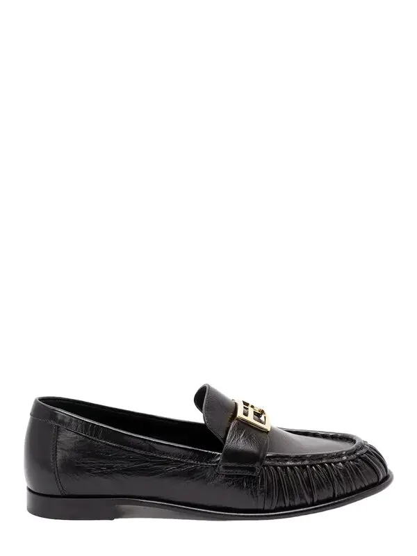 Fendi Logo-detail Leather Loafers - Black