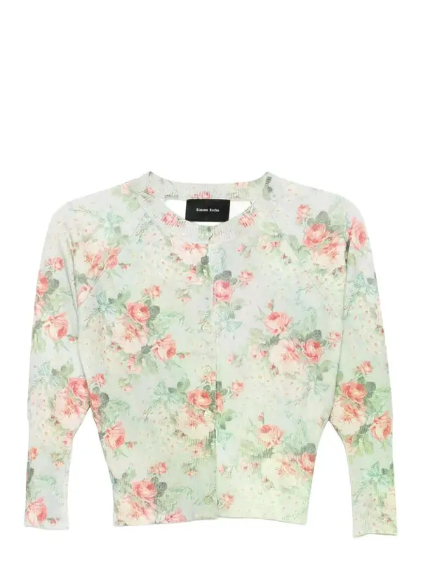 Simone Rocha Floral Shrunken Cardigan - Blue