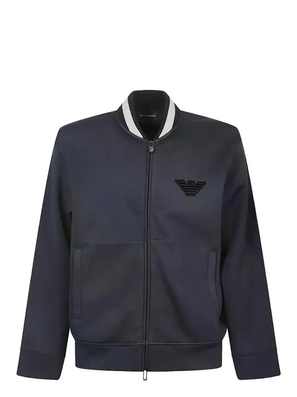 Emporio Armani Eagle-emblem Zip-up Bomber Jacket - Blue