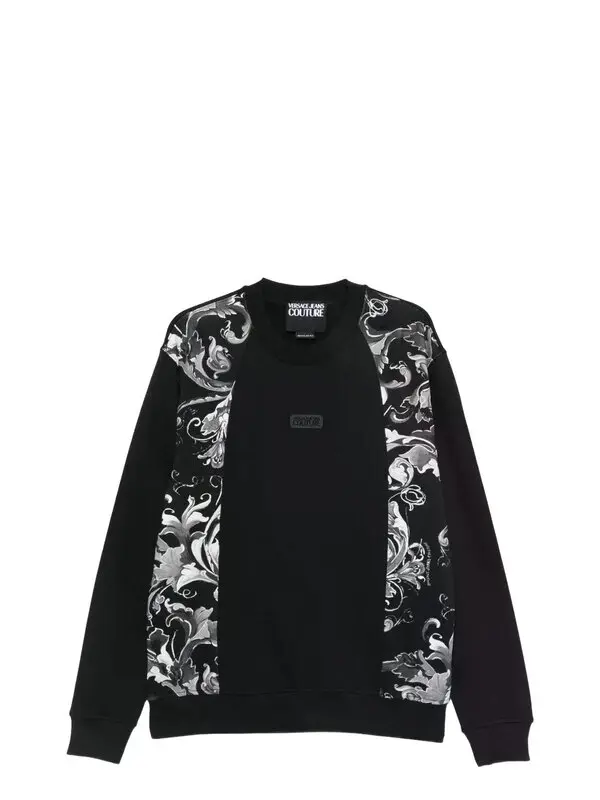 Versace Baroque-print Panelled Sweatshirt - Black
