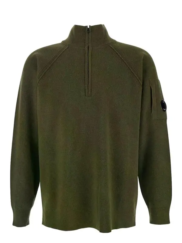 C.P. COMPANY Half-zip Lens-plaque Sweater - Green