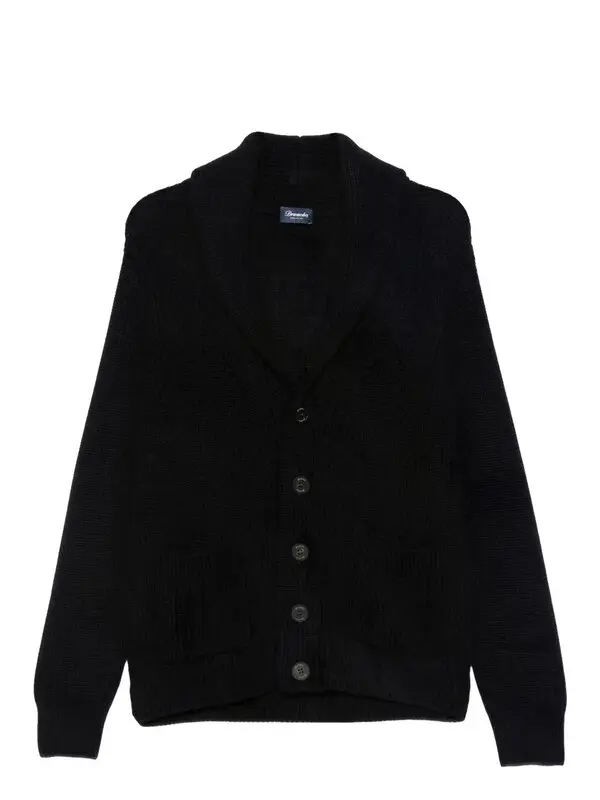DRUMOHR Shawl-collar Patch-pocket Cardigan - Blue