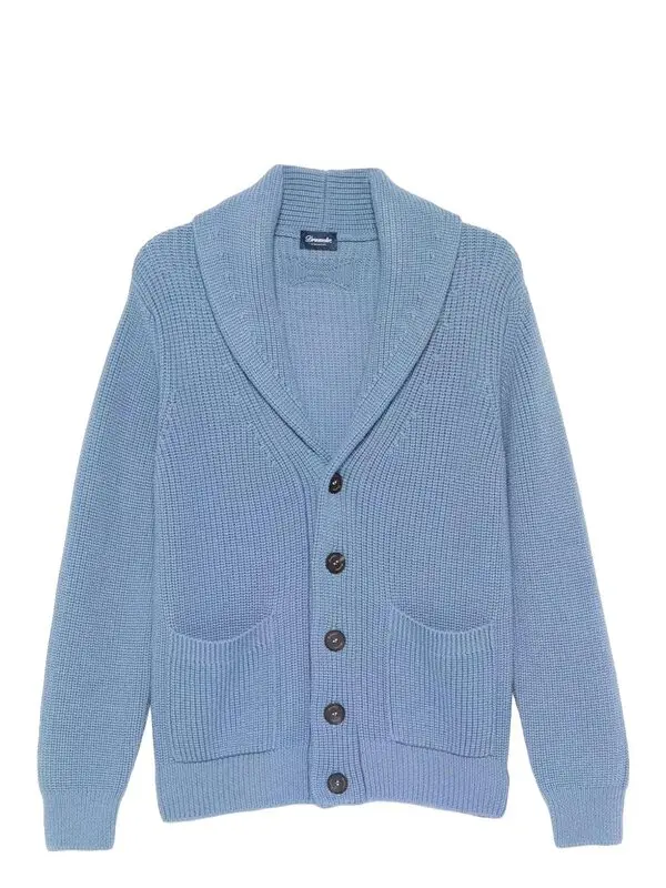 DRUMOHR Shawl-collar Patch-pocket Cardigan - Blue