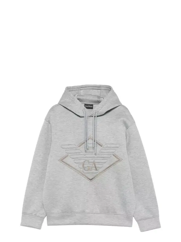 Emporio Armani Logo-embroidered Hoodie - Grey