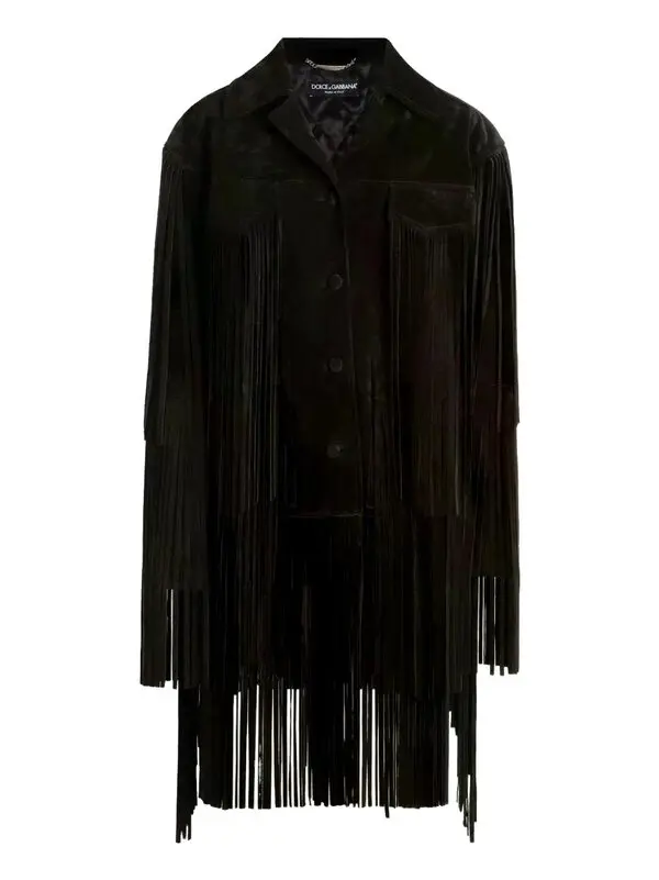 Dolce & Gabbana Pleated Fringe Coat - Black