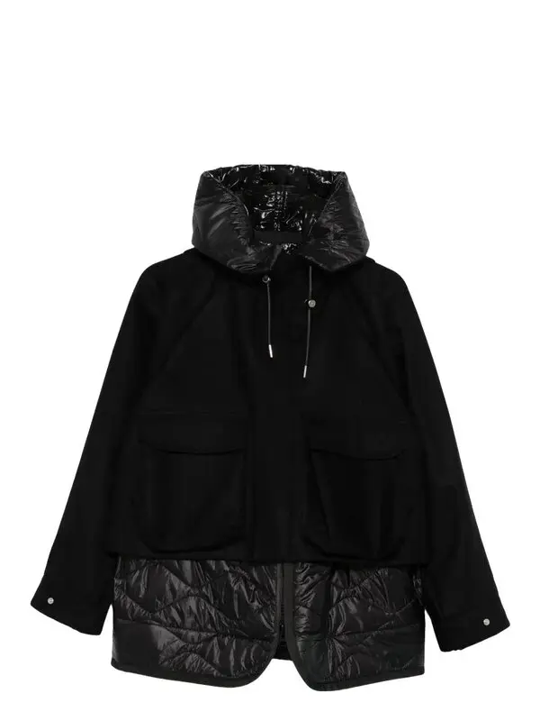 Sacai Hooded Quilted Panel Jacket - Black