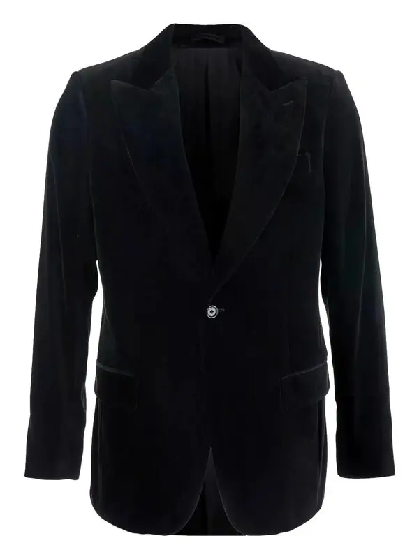 LARDINI Single-breasted Velvet Jacket - Black