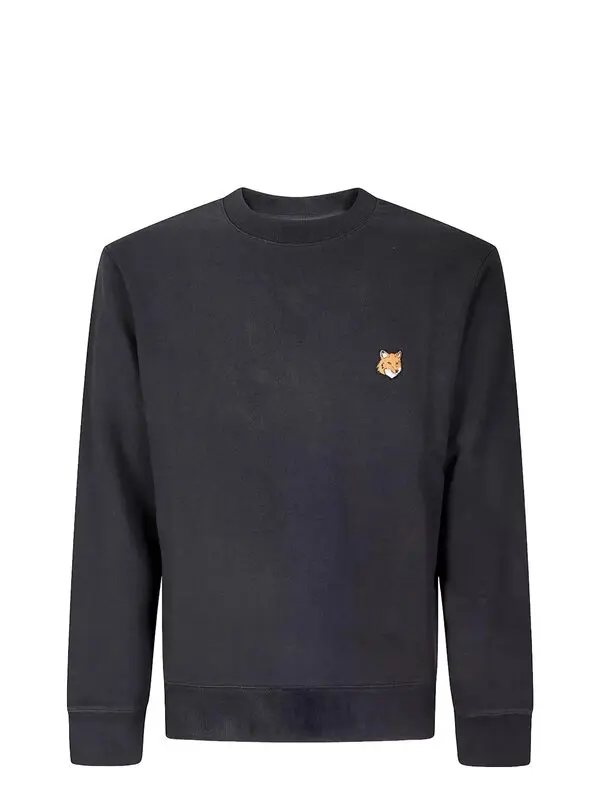 Maison Kitsuné Fox Head-motif Cotton Sweatshirt - Black