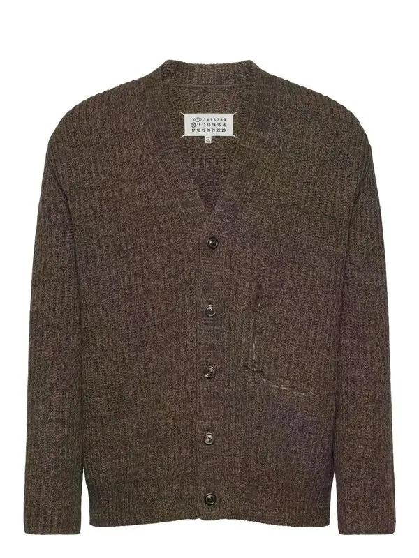 MAISON MARGIELA Ribbed Wool Cardigan - Brown