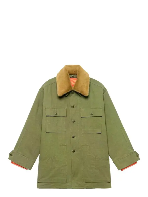 The Great. The Quilted Liner Military Coat - Green
