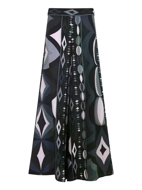 Emilio Pucci Geometric-print Silk Palazzo Pants - Black