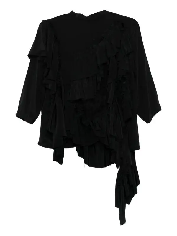 ALAINPAUL Ruffled Asymmetric Top - Black