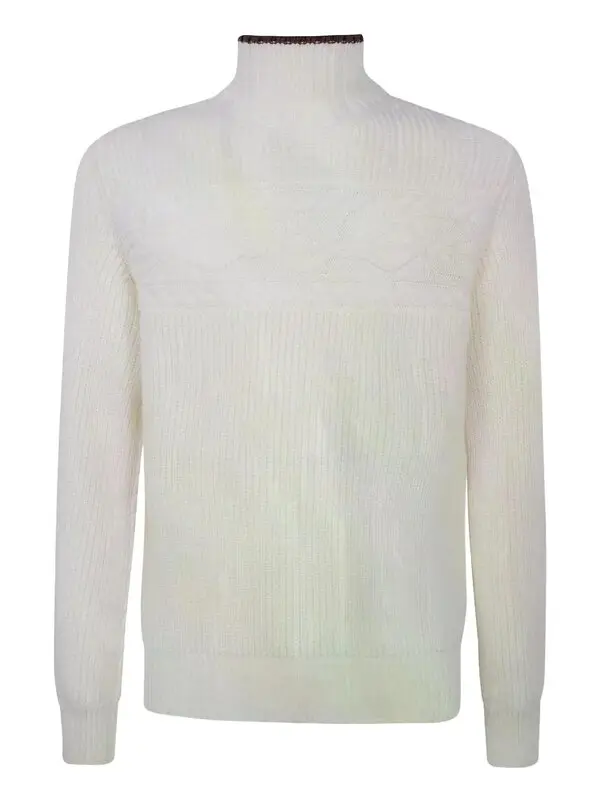 Zegna Cable-knit High-neck Sweater - White