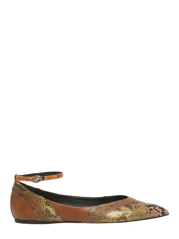 Marni Ankle-strap Pointed-toe Flats - Brown
