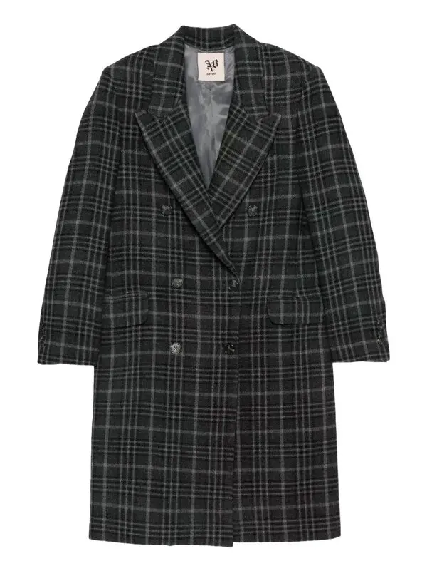 ANIYE BY Double-breasted Checked Coat - Grey